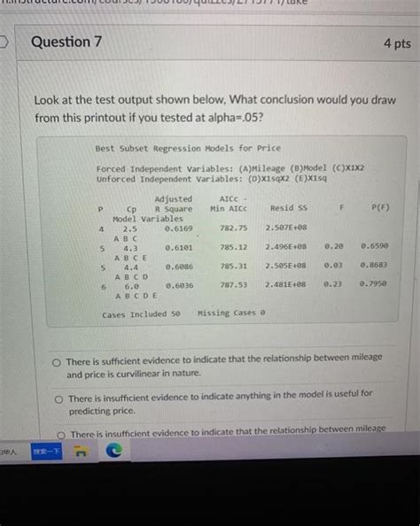 Solved Question 7 4 Pts Look At The Test Output Shown Below