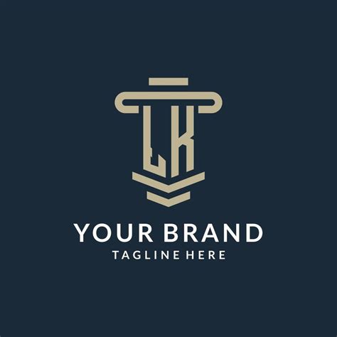LK Initial Logo Monogram With Simple Luxury Pillar Line Vector Design