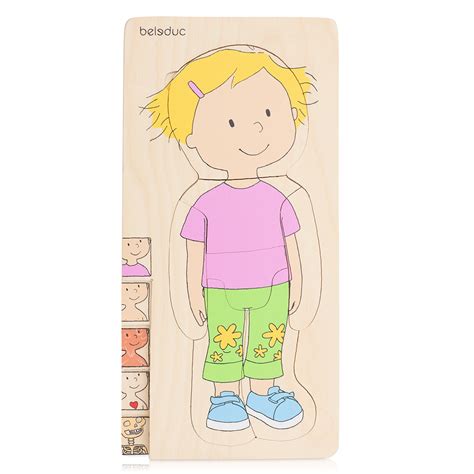 Wooden Five Layer Body Puzzle Girl Scientist Factory