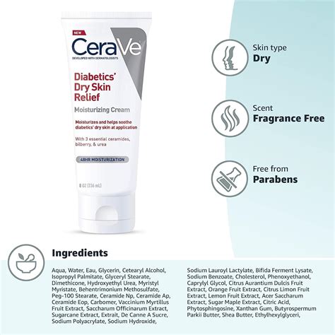Cerave Diabetics Dry Skin Moisturizing Cream Urea And Bilberry
