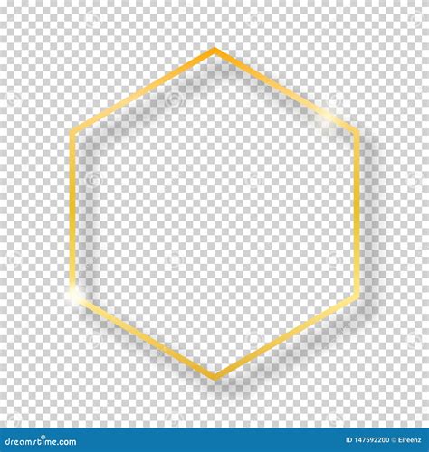 Cadre Brillant D Or D Hexagone De Cru De Vecteur D Isolement Sur Le