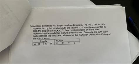 solved b a digital circuit has two 2 inputs and a 4 bit