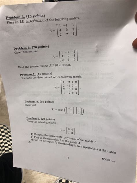 Solved Problem 5 15 Points Find An Lu Factorization Of