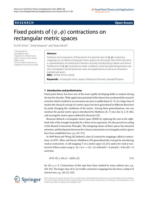 Pdf Fixed Points Of Contractions On Rectangular Metric Spaces