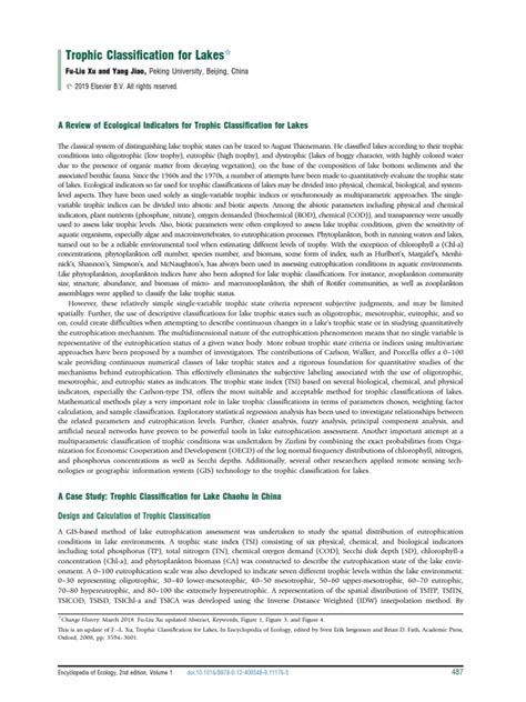 Trophic Classification For Lakes Pdf Pdf Geographic Information