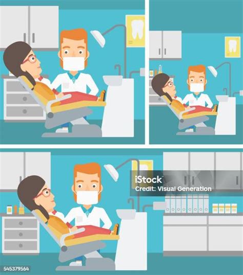 치과 진료소에서 환자와 의사 건강 진단에 대한 스톡 벡터 아트 및 기타 이미지 건강 진단 건강관리와 의술 디자인 Istock