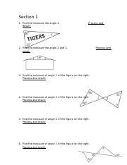 Triangle Activity Docx Section Find The Measure The Angle
