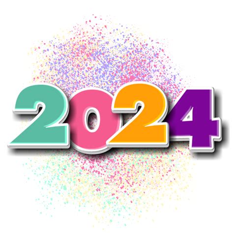 Happy New Year 2024 With Colorful Numbers