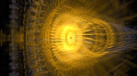 Dynamic Visual Composition Showcases Swirling Golden Patterns Radiating From A Central Point