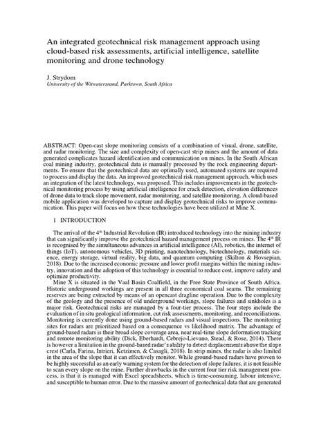 An Integrated Geotechnical Risk Management Approach Using Cloud Pdf Science And Mathematics
