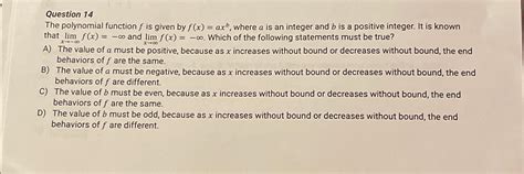 Solved Question 14the Polynomial Function F ﻿is Given By