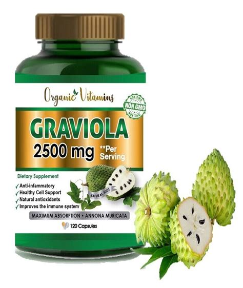 Graviola Capsules 2500mg Natural Soursop Capsules Leaves Fruit 120