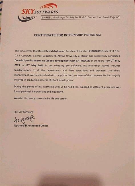 Dev Doshi On Linkedin Internshipcompletion Professionalgrowth