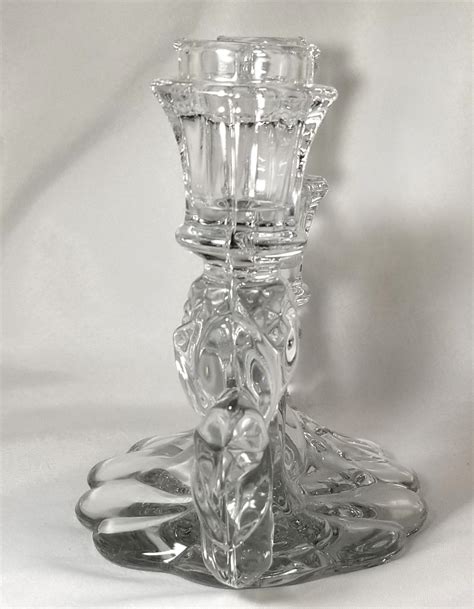 Cambridge 1358 Caprice Art Deco Crystal Triple Candlestick Candle Hol