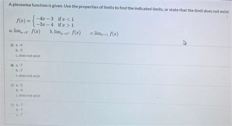 Solved A Piecewise Function Is Given Use The Properties Of Chegg