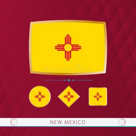 Set Of New Mexico Flags With Gold Frame For Use At Sporting Events On A