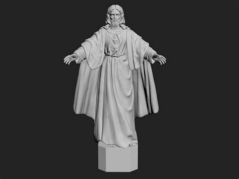 Jesus With A Sacred Heart Statue 3d Model 3d Printable Cgtrader