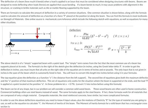 Solved The Deflection Of A Beam How Much It Bends When A Chegg