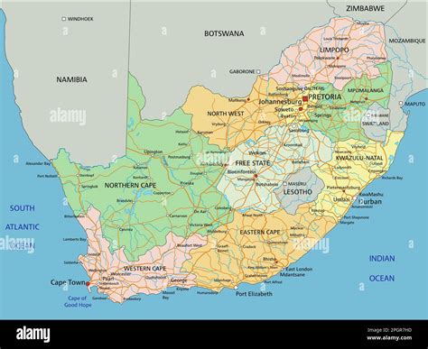 South Africa Highly Detailed Editable Political Map With Labeling