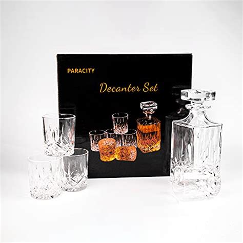 Paracity Whiskey Decanter And Glasses Set Crafted Crystal Liquor