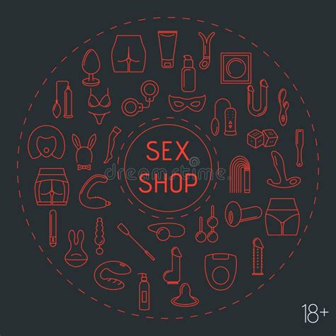 Line Style Circle Frame With Sex Toys Stock Illustration Illustration Of Erotica Girl