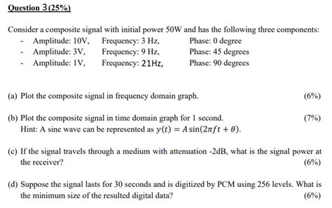 Solved Question 3 25 Consider A Composite Signal With Chegg Com