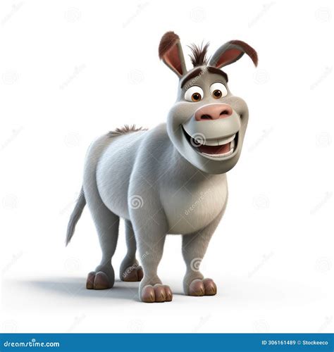 Smiling Donkey Cartoon Wallpaper In Hyperrealistic Style Stock