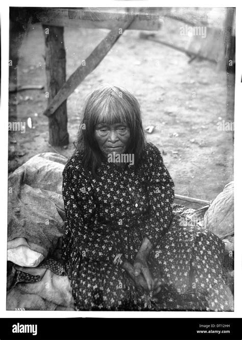 File Yokut Indian Woman Sitting Outside Tule River Reservation Near