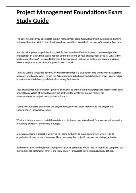 Project Management Foundations Exam With 100 Correct Answers Project Management Stuvia Us