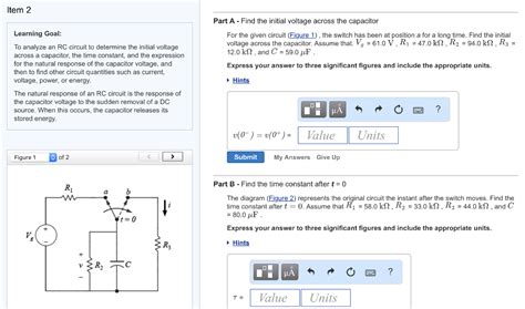 solved item 2 part a find the initial voltage across the