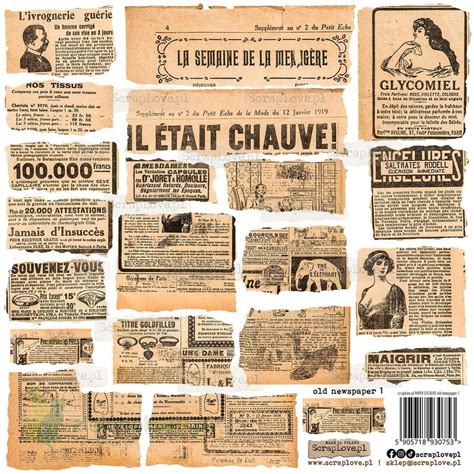 Naklejki Foliowe Przezroczyste ScrapLove Old Newspaper 1 ZieloneKoty Pl