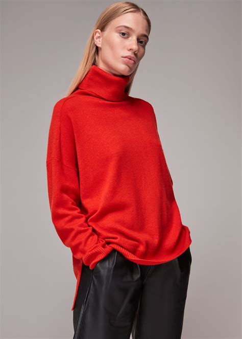 Red Cashmere Roll Neck Jumper | WHISTLES | Whistles UK