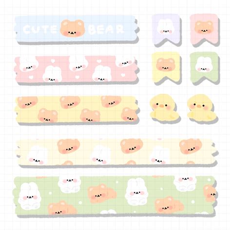마스킹테이프 스티커 2종☁🌈 Png 굿노트 노타빌리티 아이패드 갤럭시탭 포인트 강조 메모지 포스트잇 에이블리