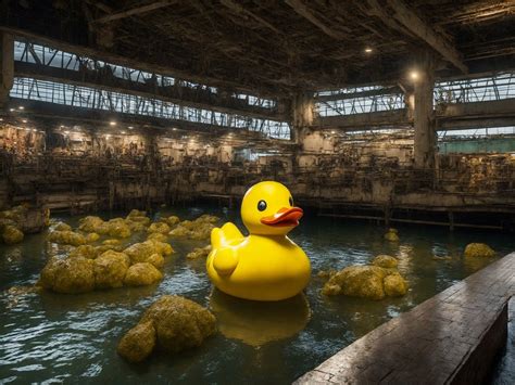 Download Ai Generated Rubber Duck Abandoned Building Royalty Free