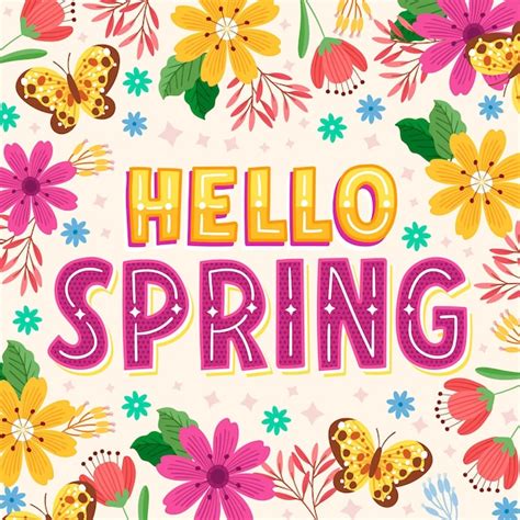 Premium Vector Hand Drawn Hello Spring Lettering