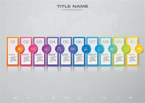 10 Steps Timeline Infographic Element 10 Steps Infographic Vector