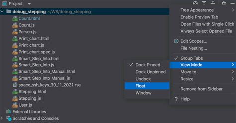 Tool Window View Modes WebStorm Documentation