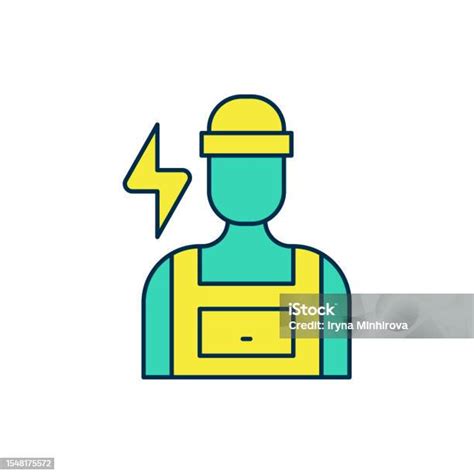 흰색 배경에 격리 된 윤곽 전기 기술자 엔지니어 아이콘 벡터 가공의 인물에 대한 스톡 벡터 아트 및 기타 이미지 가공의 인물 가득 찬 건설 산업 Istock