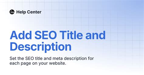 Add Seo Title And Description Help Center
