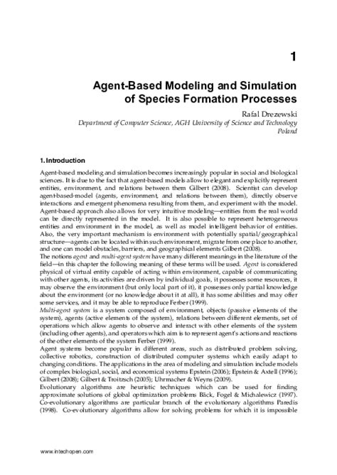 pdf agent based modeling and simulation of species formation processes