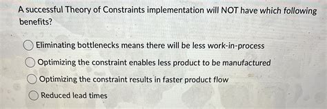 Solved A Successful Theory Of Constraints Implementation