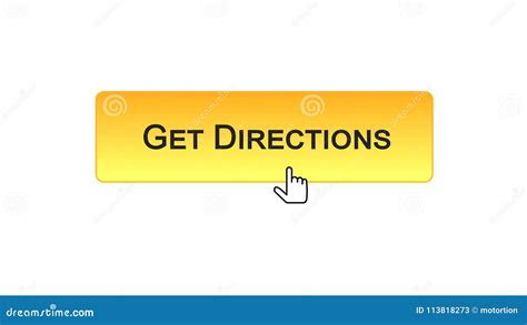 Get Directions Web Interface Button Clicked With Mouse Cursor Orange Color Stock Illustration