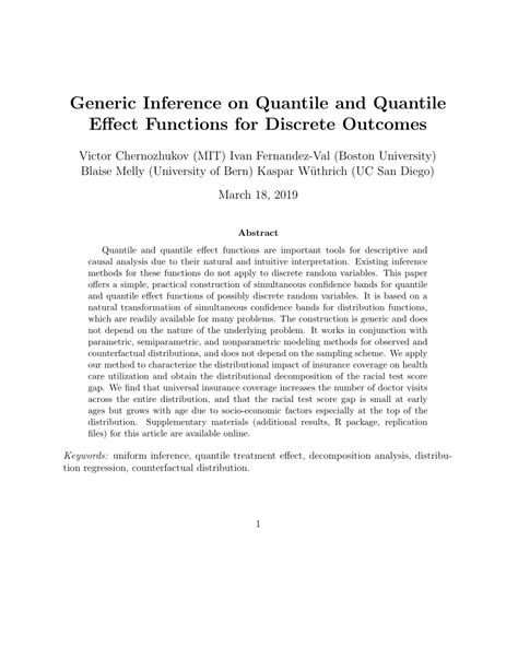pdf generic inference on quantile and quantile effect functions for