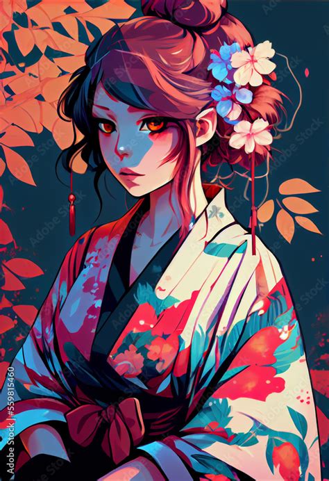 Kimono Girl Stock Illustration Adobe Stock