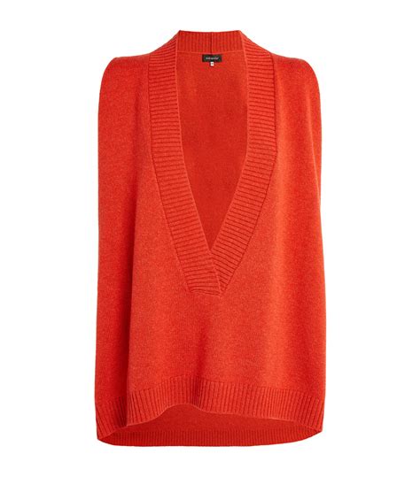 Womens Eskandar Orange Cashmere Deep V Sweater Vest Harrods Uk