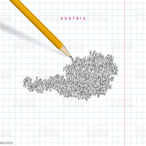 オーストリアのスケッチ落書きベクトルマップはチェッカー付き学校のノート紙の背景に描かれています 3dのベクターアート素材や画像を多数ご用意