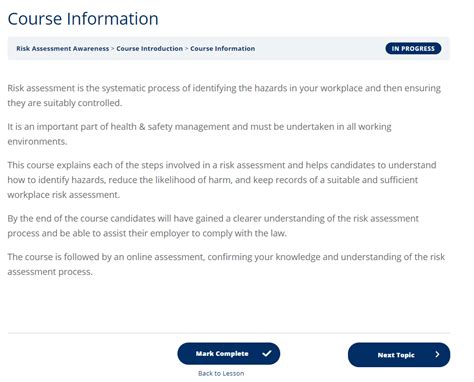 Course Navigation Screen Shot 1 Compliance Standard Group