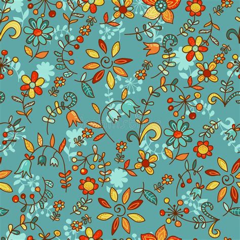 Cartoon Floral Seamless Pattern Stock Vector Illustration Of Decor