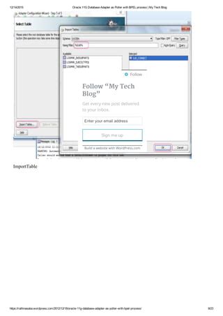 Oracle 11G Database Adapter As Poller With BPEL Process My Tech Blog
