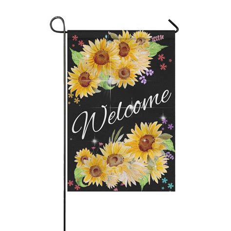 Hello Sunshine Sunflower Garden Flag Double Sided 12x18 Inch Spring